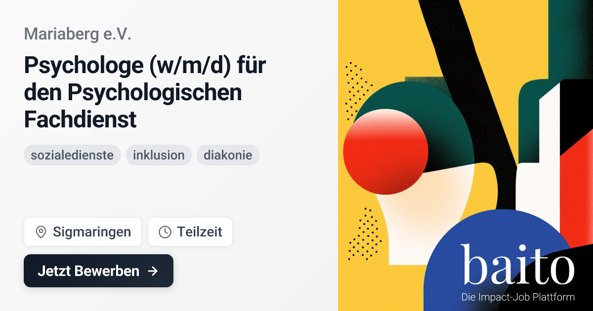 Psychologe*in (w/m/d) bei Mariaberg e.V. - baito