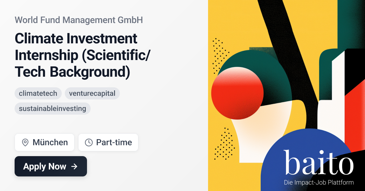 Climate Investment Internship (Scientific/Tech Background... - baito